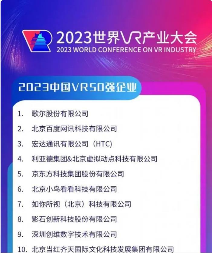 2023中国VR50强企业_百度百科