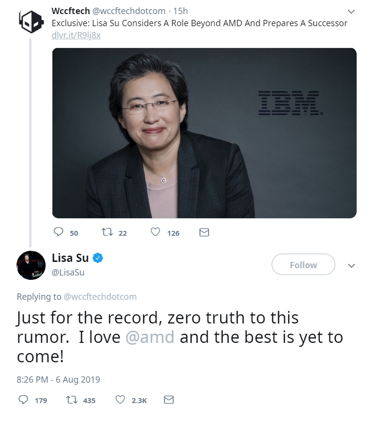 AMD总裁兼CEO Lisa Su被传将去IBM：本人推特直接否认_百科TA说