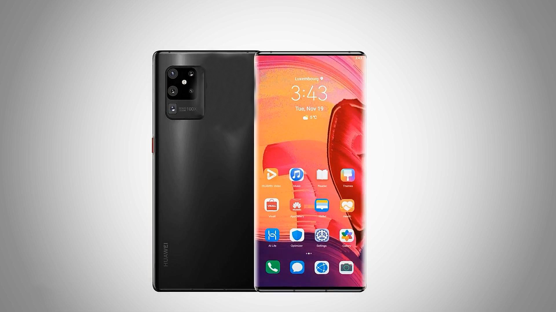 华为Mate40Pro概念图：前镜头藏在2K瀑布屏，曲面边框有彩蛋_百科TA说