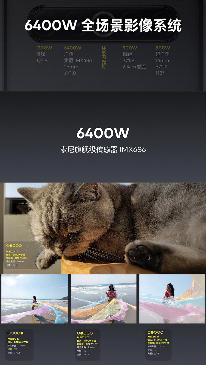 魅族17采用6400万像素横置4摄+2000万像素高清前摄方案，保留环闪_百科TA说