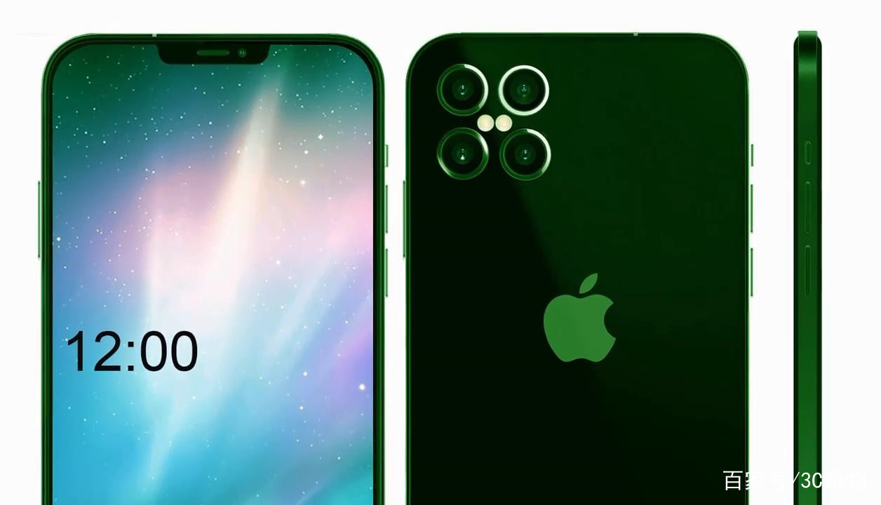 iPhone12Pro概念图：刘海屏更小浴霸镜头消失，苹果标志变绿了_百科TA说