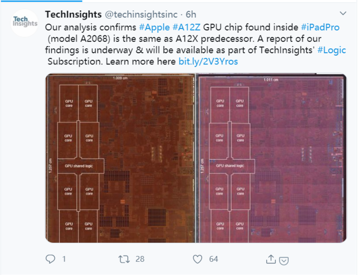 iPad Pro中的A12Z芯片已确认与A12X相同，启用了额外的GPU核心_百科TA说