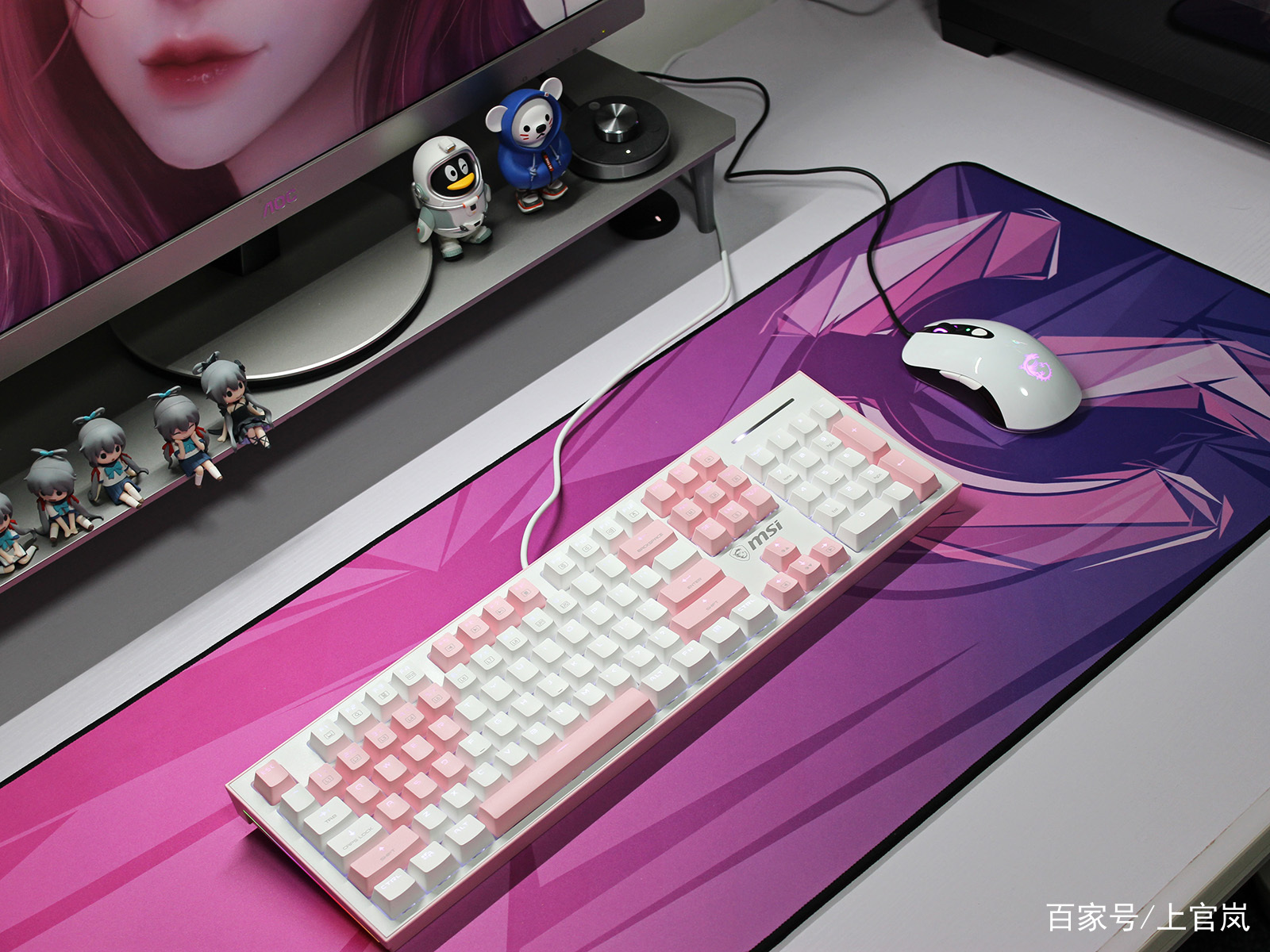 向粉白配色投降，微星GK50Z Pixel 机械键盘开箱_百科TA说