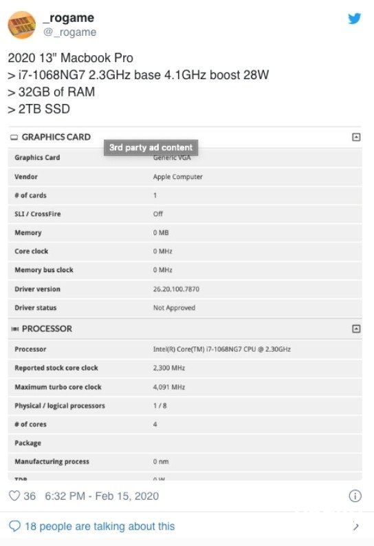 2020款MacBook Pro即将迎来更新 GPU提升30%_百科TA说