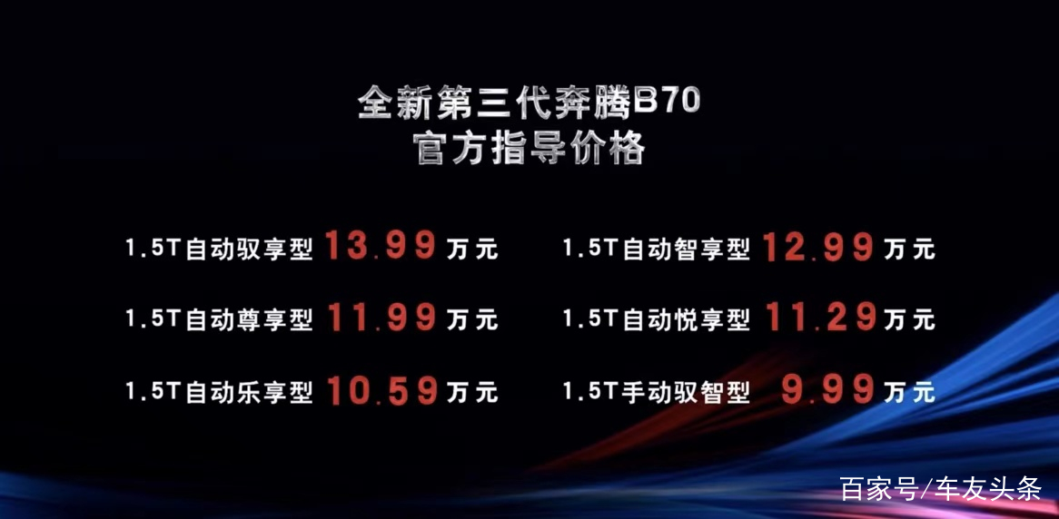 朴实无华且“凡尔赛” 全新第三代奔腾B70正式上市售9.99万元起_百科TA说