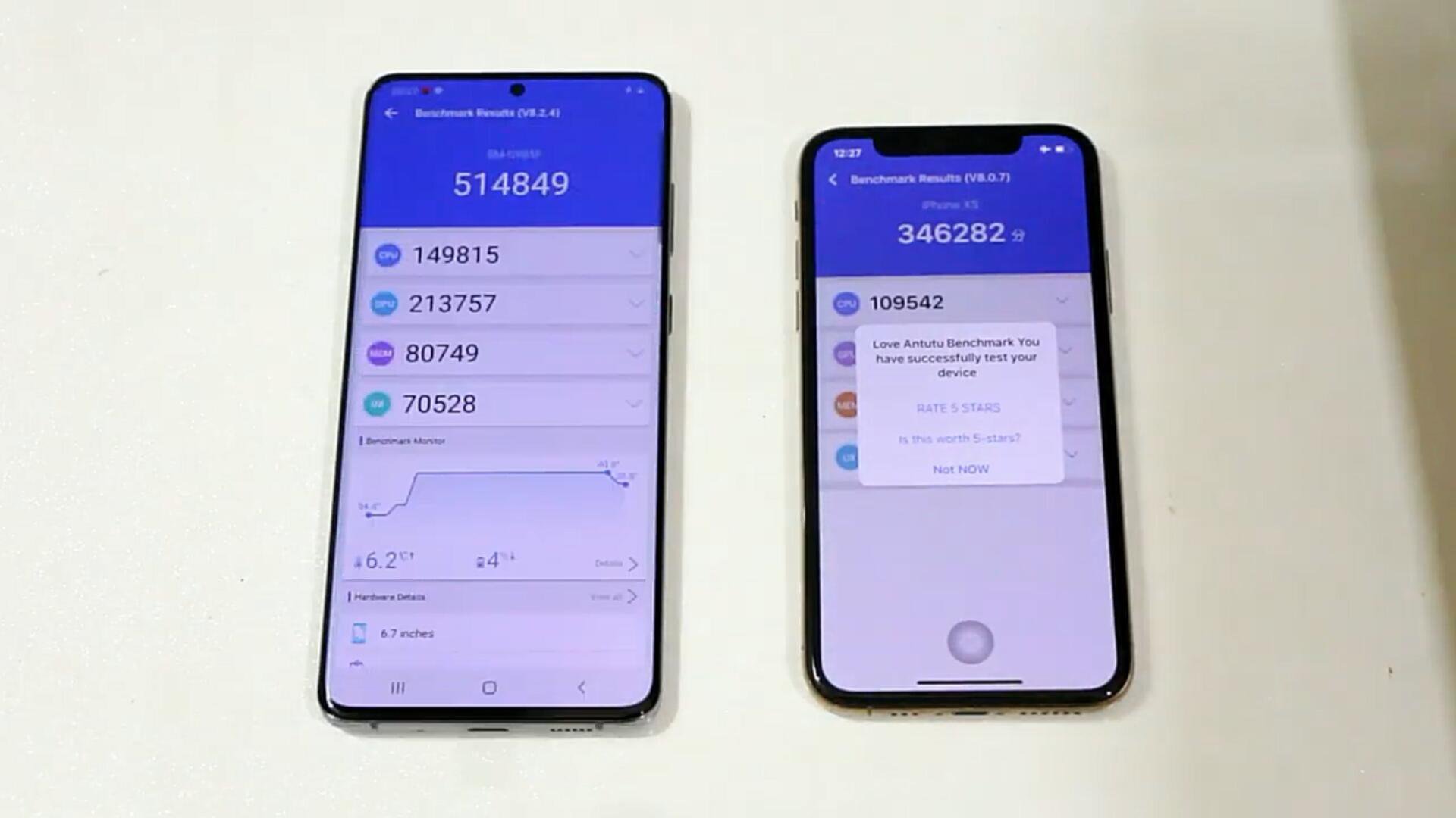 三星S20+与iPhoneXS性能比拼：骁龙865与A12的差距有多大_百科TA说