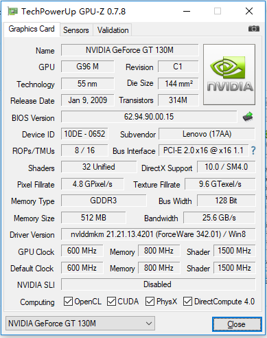 NVIDIA GeForce GT 130M_百度百科