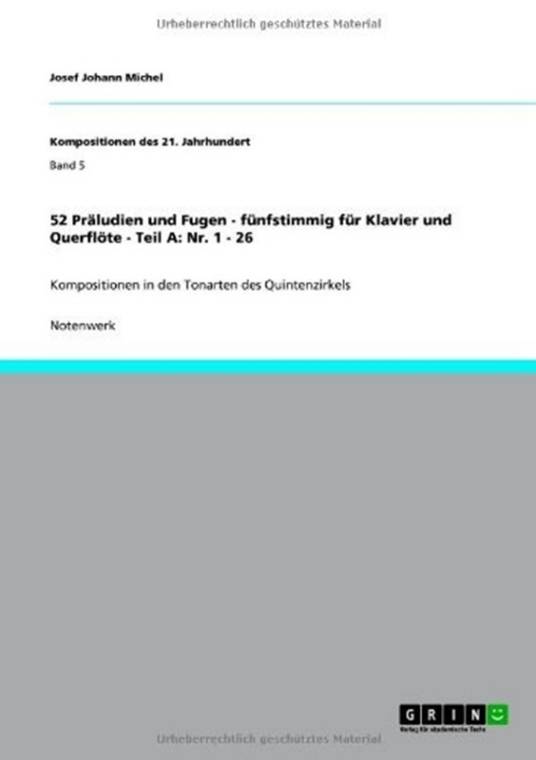 52 PR Ludien Und Fugen - F Nfstimmig F R Klavier Und Querfl Te - Teil a_百度百科