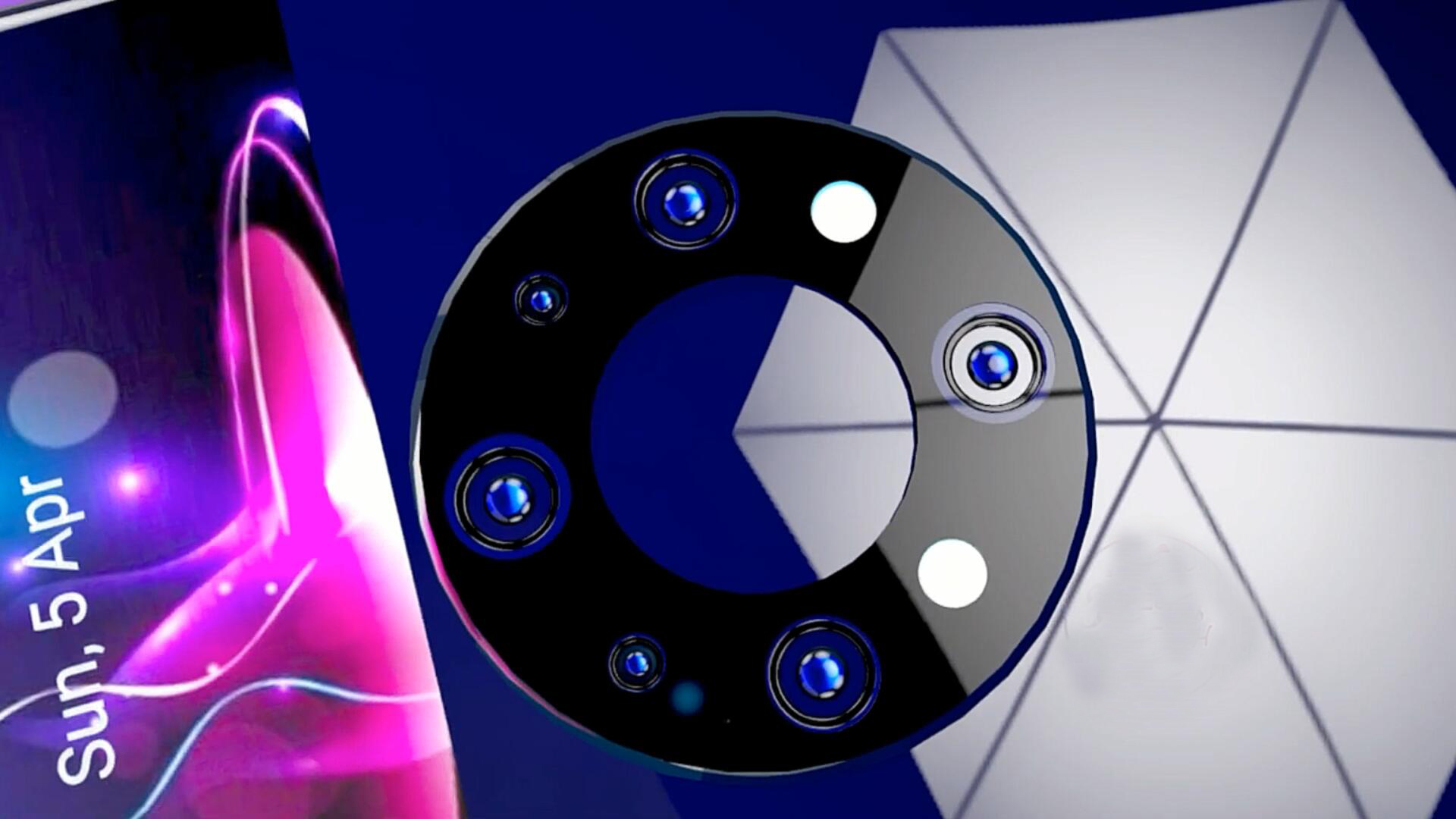 华为Mate40Pro概念图：瀑布屏覆盖一半机身后盖，另一半是6镜头_百科TA说