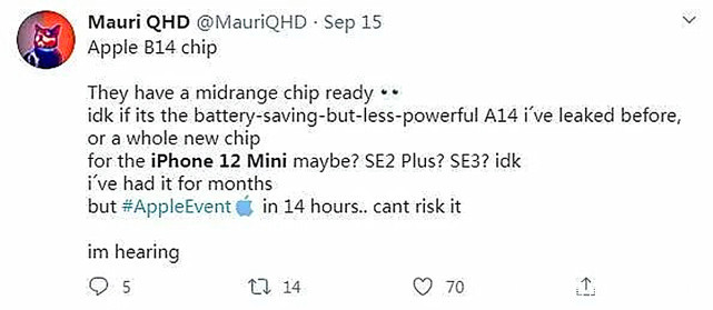 iPhone12 mini遭曝光：回归小屏，或有全新B14处理器加持！_百科TA说