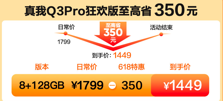 realme 真我 Q3 Pro 狂欢版 618 大促：骁龙 768G，到手1449 元_百科TA说