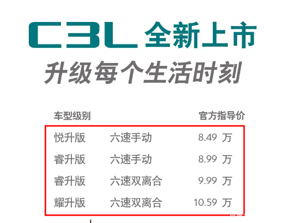 比爱丽舍高级一丢丢，雪铁龙C3L上市，1.2吨车重售价8.49万起_百科TA说