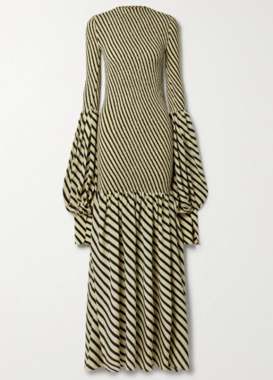 Alodie平行绉缝条纹真丝超长连衣裙_百度百科