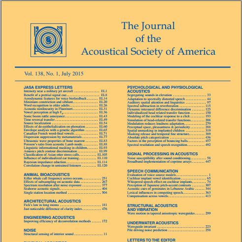 JOURNAL OF THE ACOUSTICAL SOCIETY OF AMERICA_百度百科